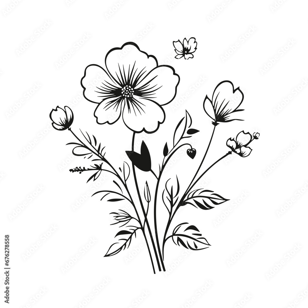 Line Drawing, Line art png, Line Art Prints, Spring Clipart, Line Art ...