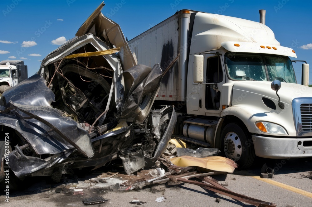 Devastating truck collision transport smash. Risk danger help emergency ...