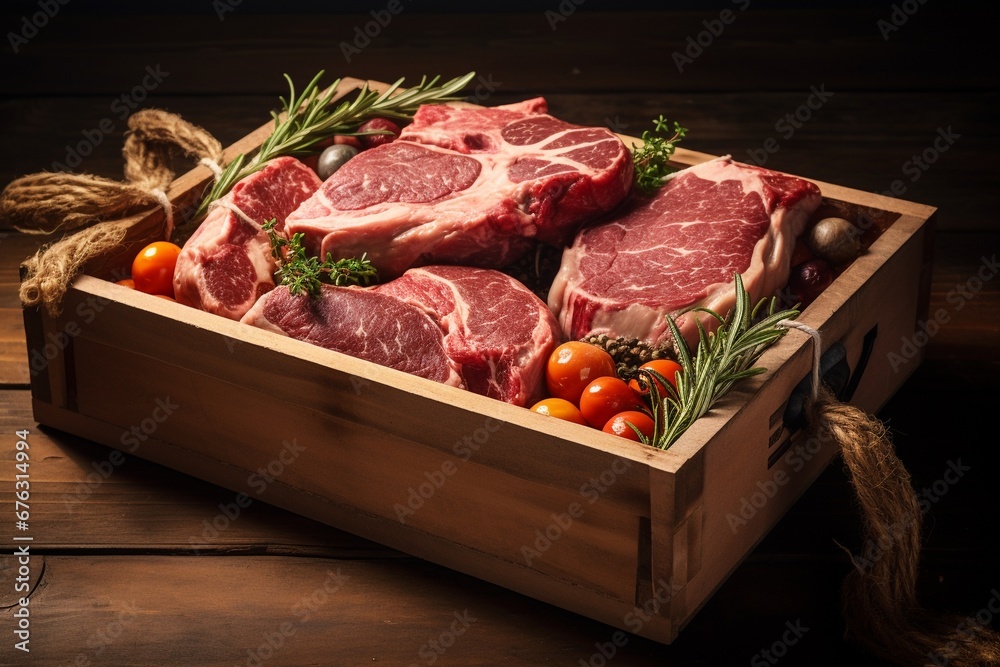 Premium Cuts Unveiled: A Meat Delivery Box Showcasing an Assortment of ...