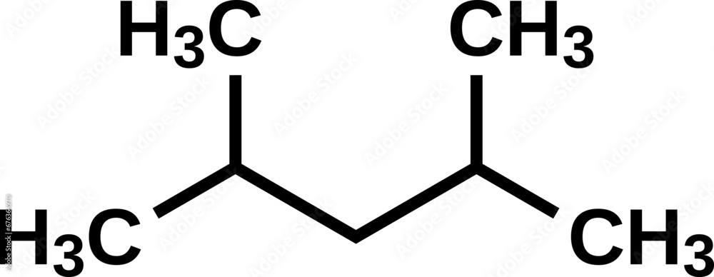 2,4-dimethylpentane structural chemical formula, heptane isomer vector ...