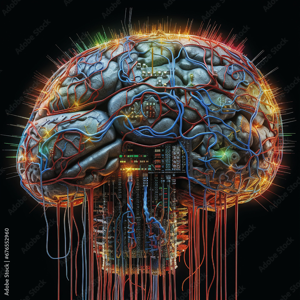 The human brain consisting of micro electrical circuits and wires ...