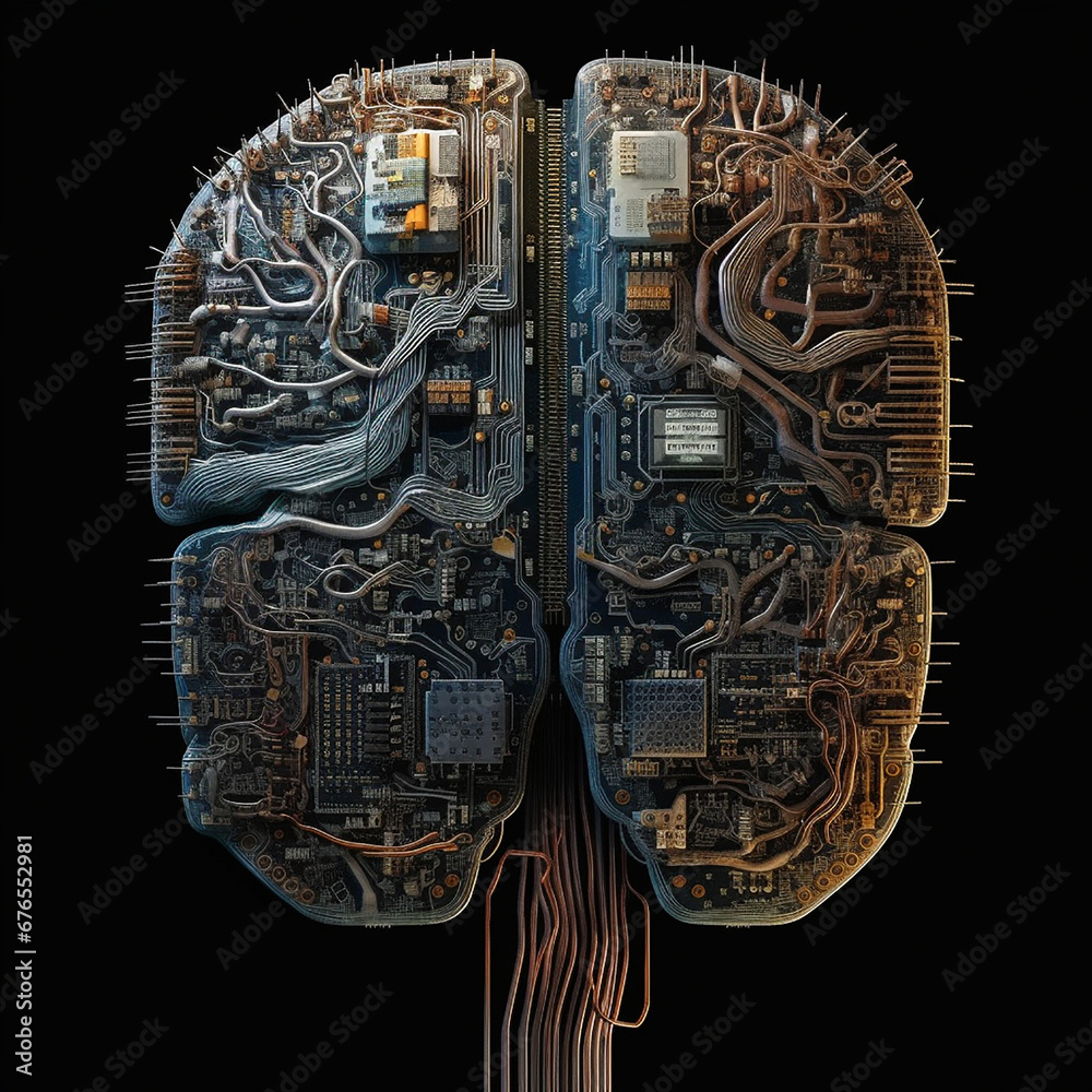 The human brain consisting of micro electrical circuits and wires ...