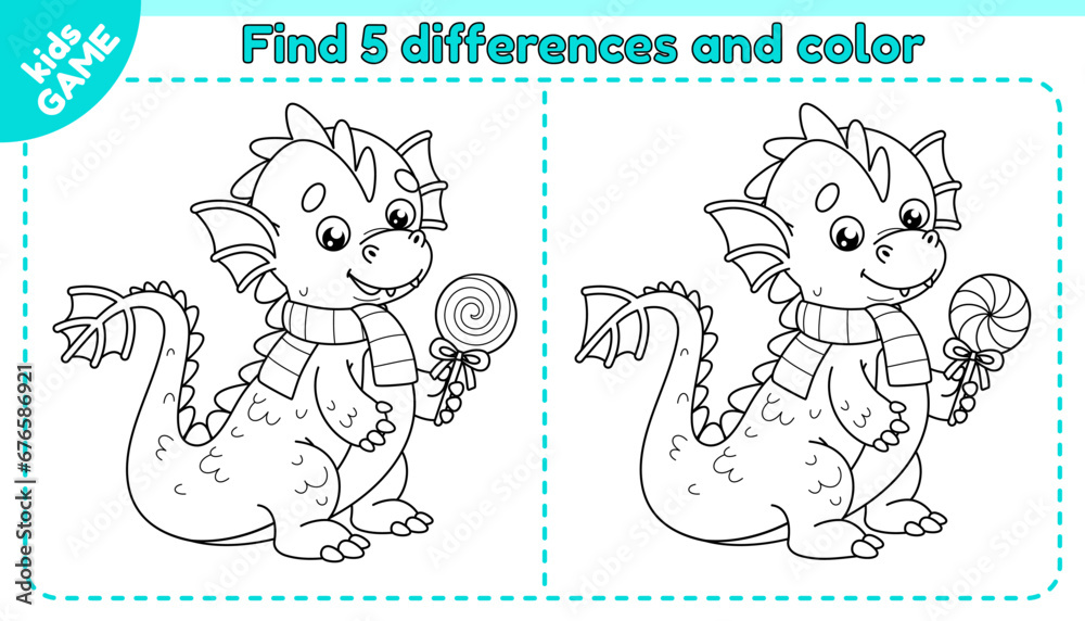 Kids educational game Find 5 differences. Symbol of the Chinese New ...