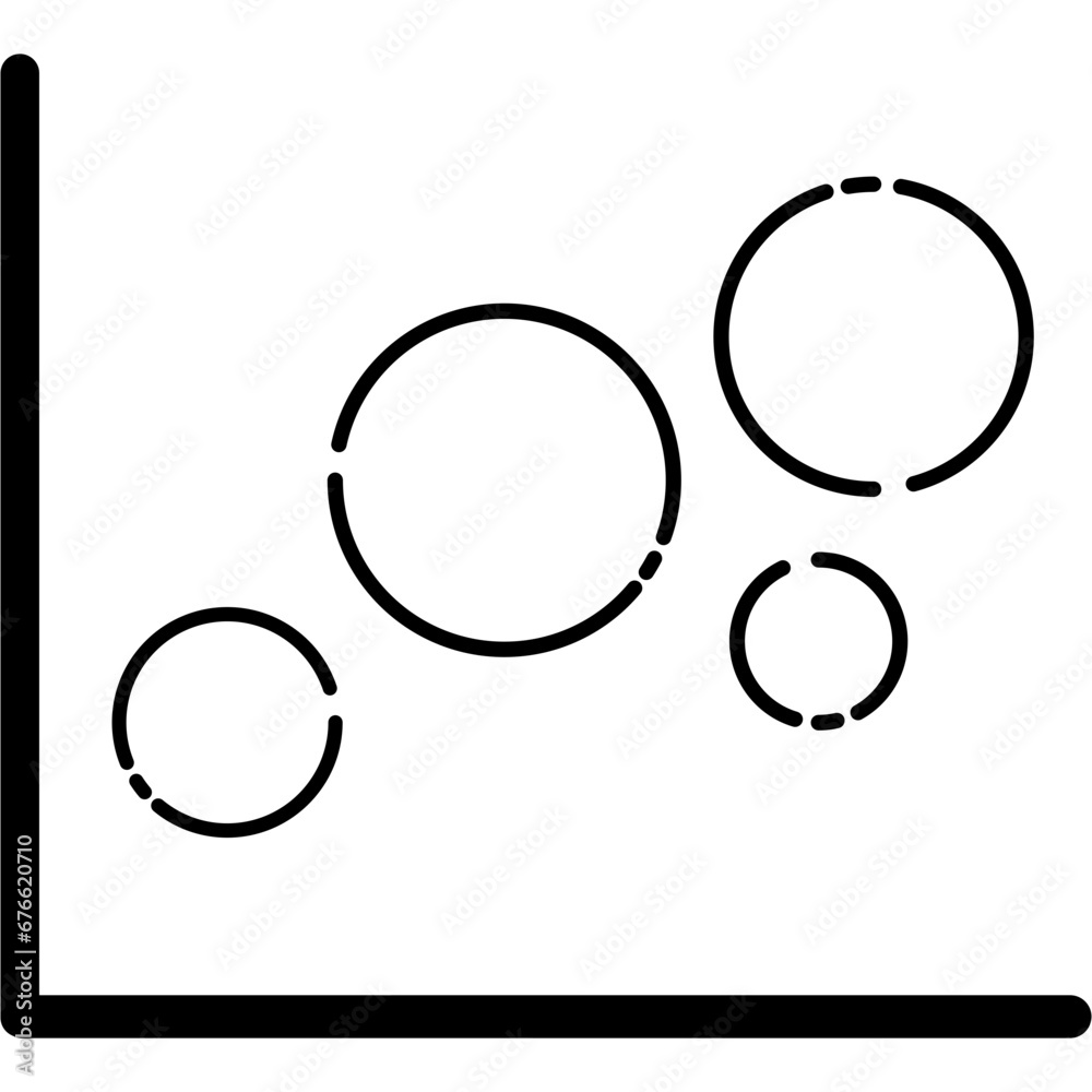 Bubble chart icon vector illustration with black color and dotted line ...