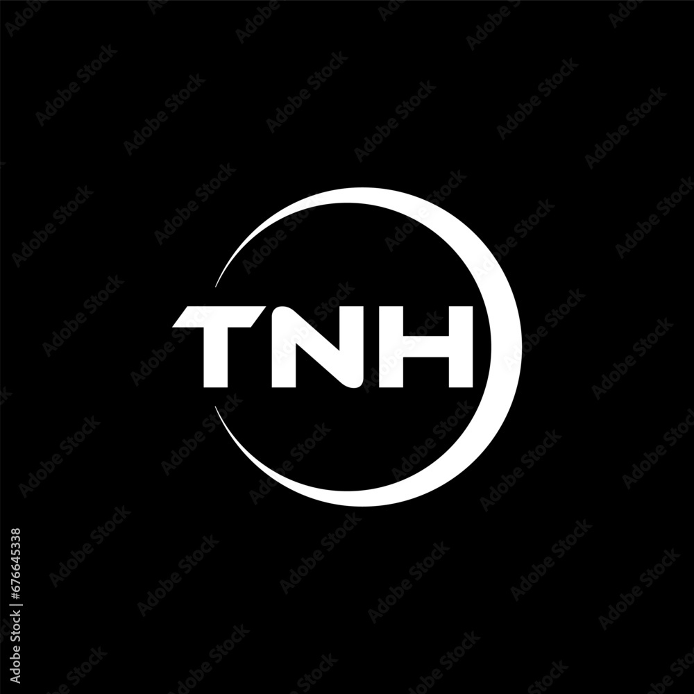 TNH letter logo design with black background in illustrator, cube logo, vector logo, modern ...