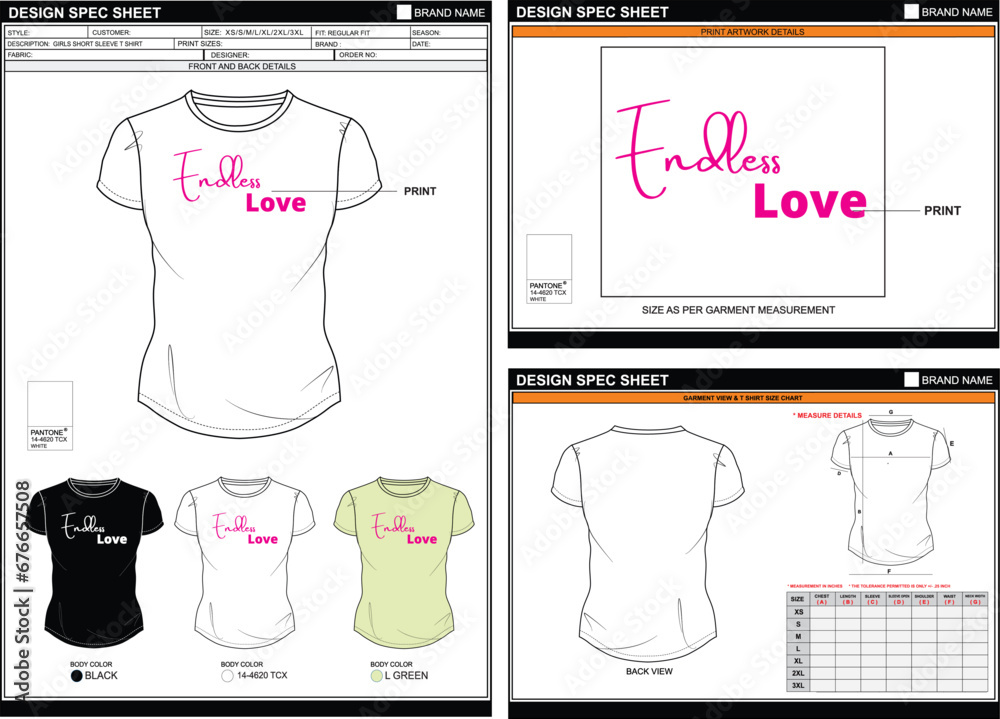 WOMEN GIRL SHORT SLEEVE ENDLESS LOVE STREETWEAR VECTOR DIGITAL DTG DTF ...