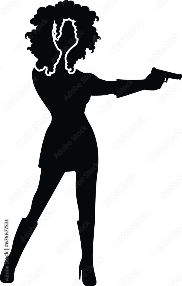 Afro women gangster with pistols in hand. Sexy girl Afro hand in pistol ...