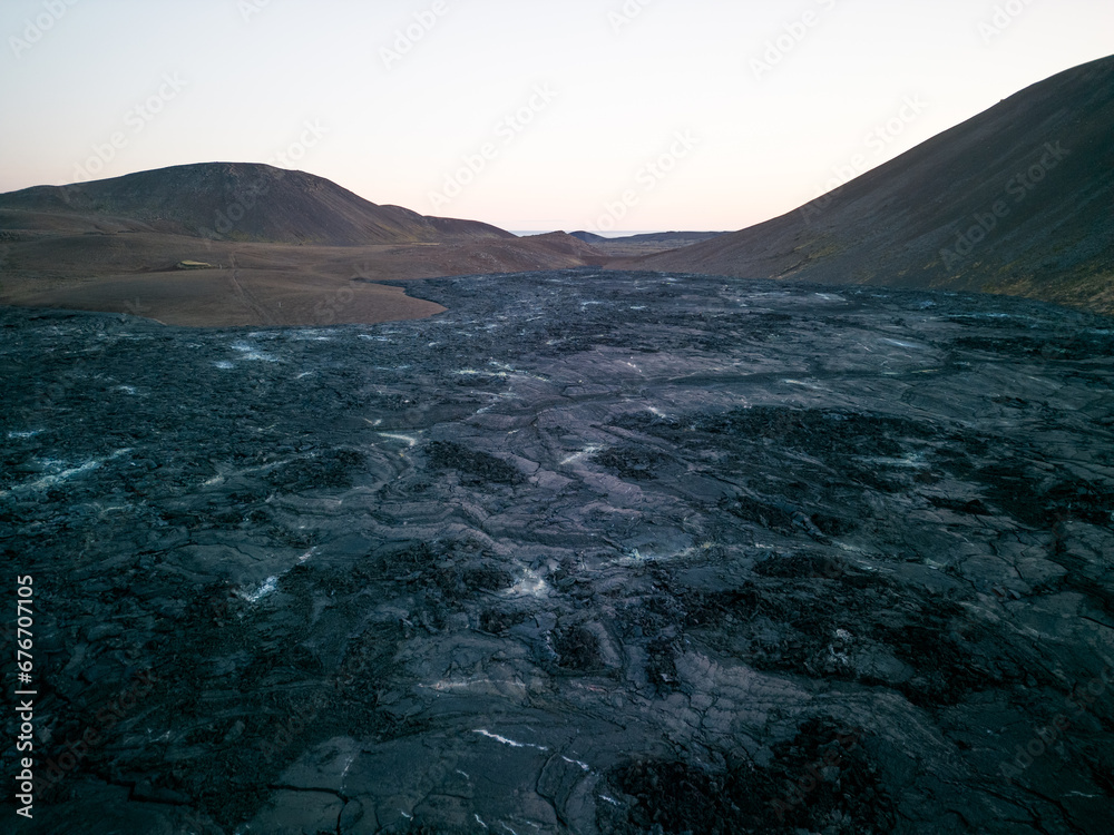 Cold and cracked Lava near Grindavik at the vulcano eruption site in ...