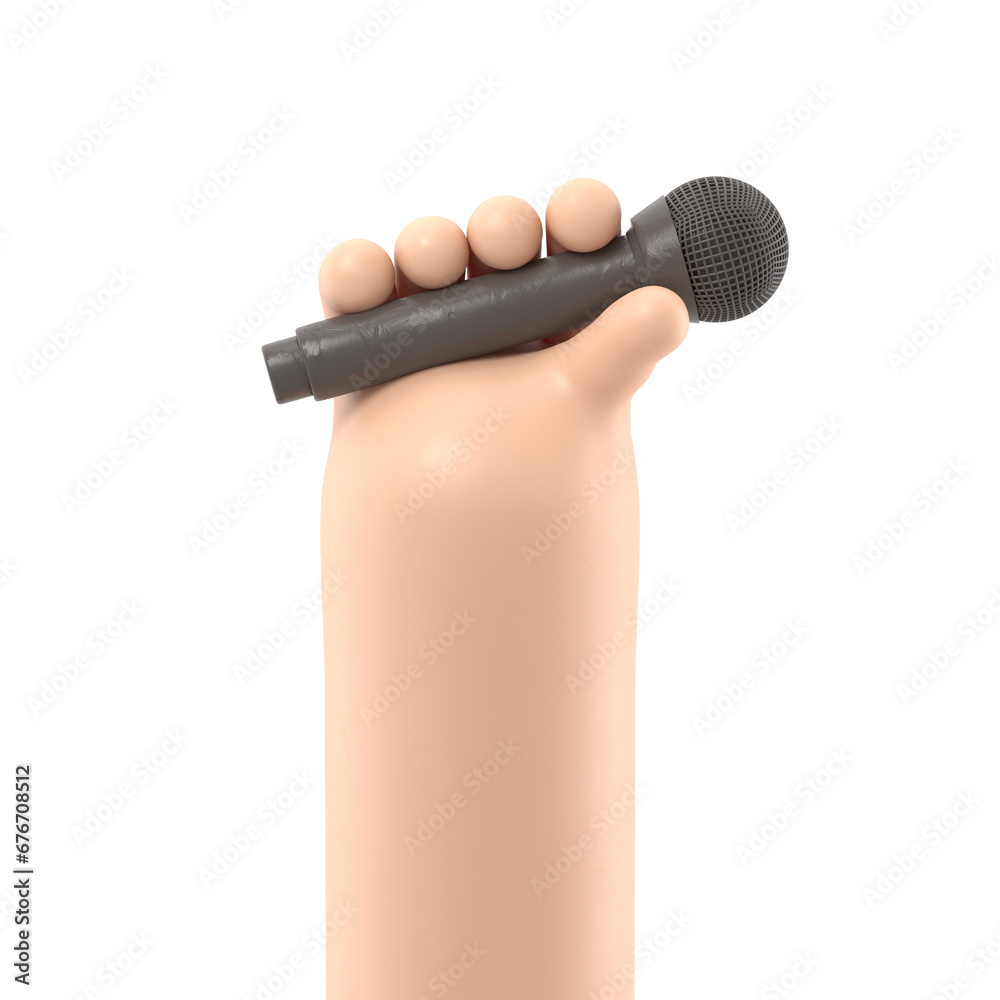 Cartoon Gesture Icon Mockup.Cartoon hand holding microphone.Supports ...