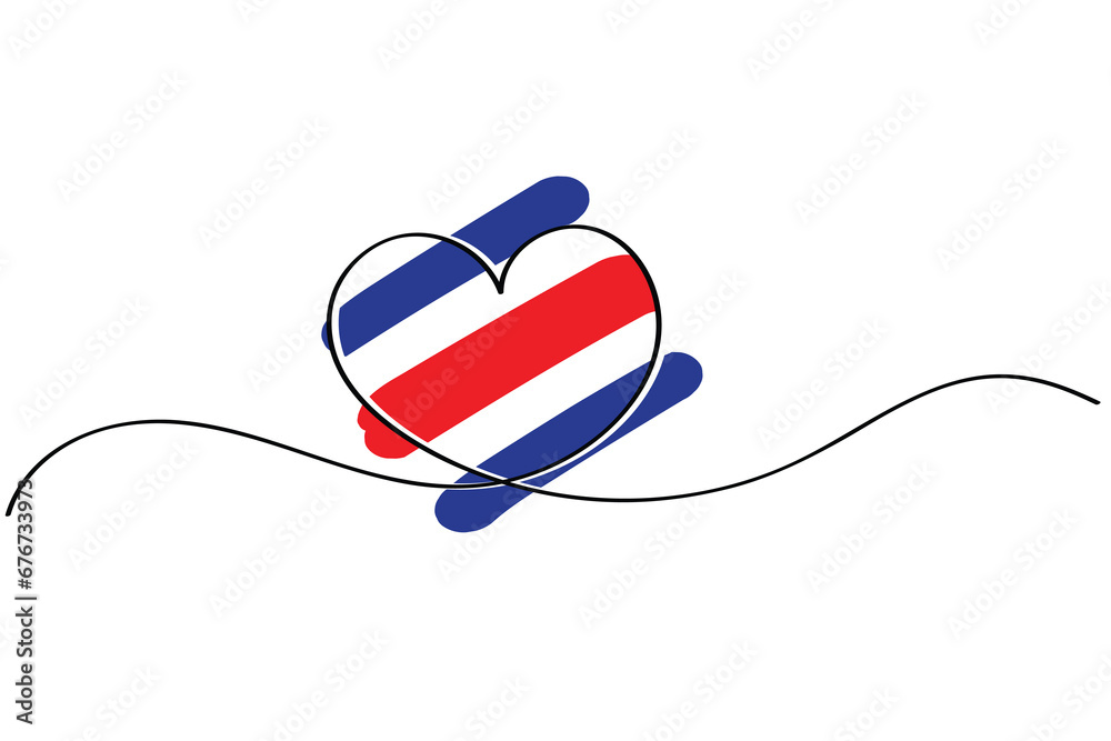 Line art of heart symbol with Costa Rican flag. Vector art. Minimalist ...