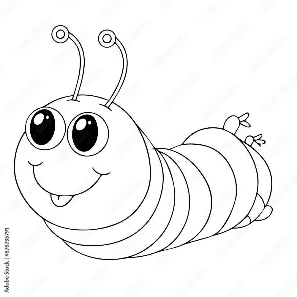 Worm Coloring Page Colored Illustration, Coloring Pages Png Stock ...