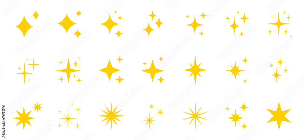 Sparkle Icons set. Twinkle stars collection. Shine star icons. Effect ...