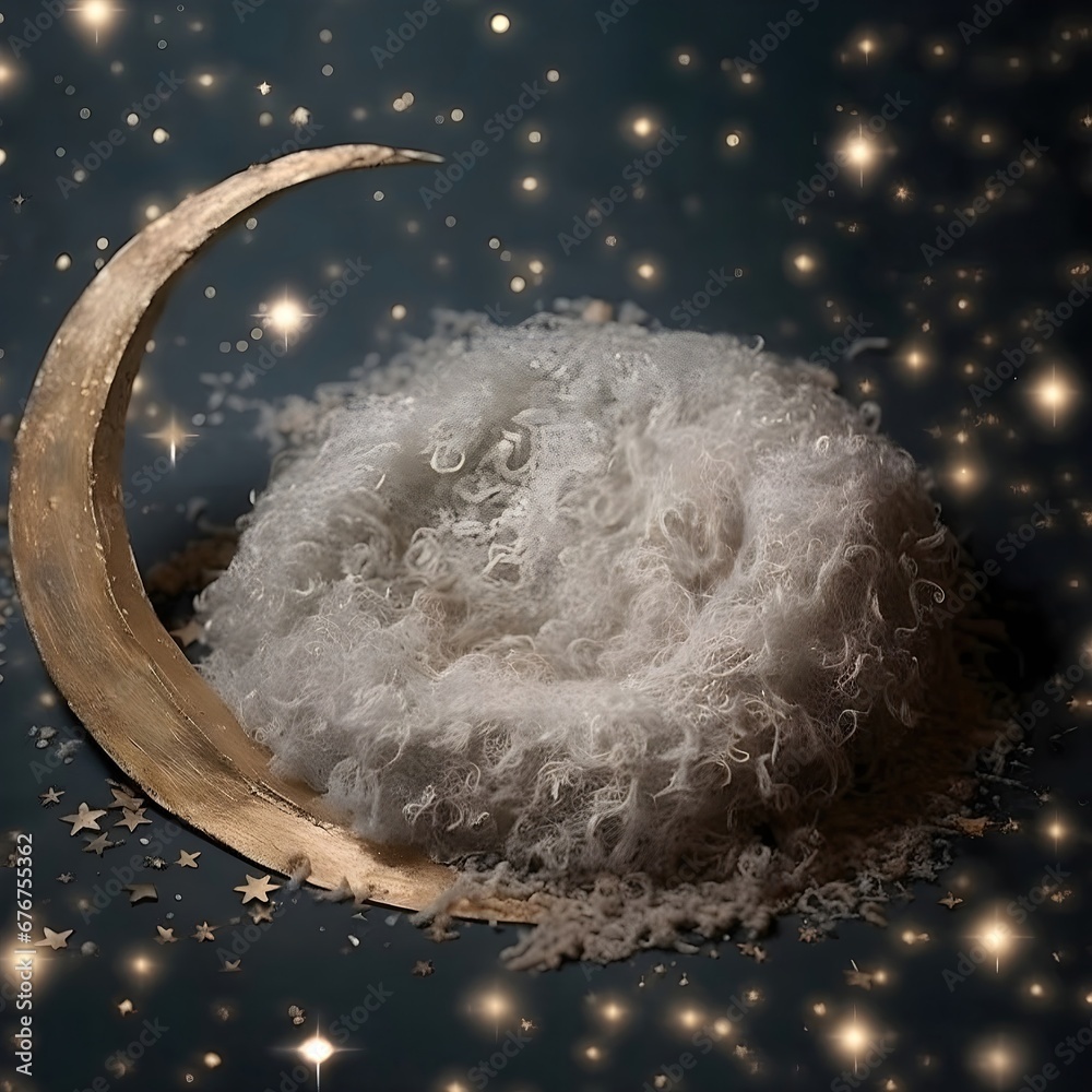 Moon Newborn Digital Backdrop, Baby Girl Boy Photo Shoot, Crescent Moon ...