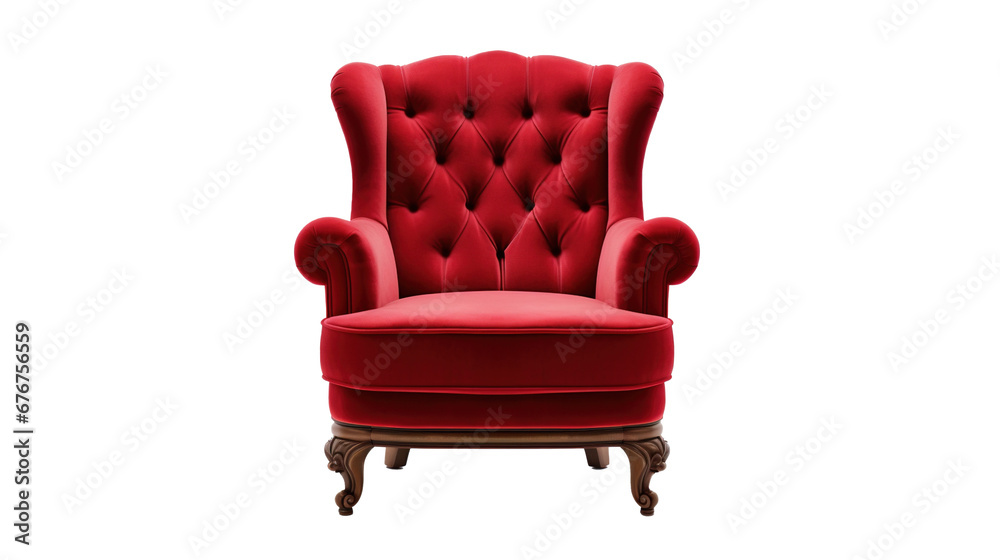 Comfortable vintage red armchair on transparent background, image with ...