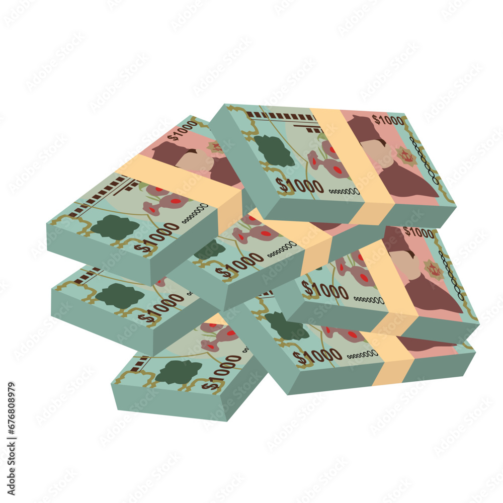 Brunei Dollar Vector Illustration. Brunei money set bundle banknotes ...