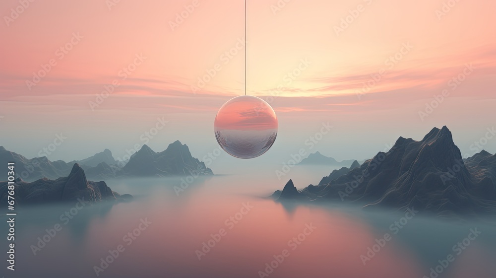 an artist's rendering of a planet floating in the sky over a body of ...