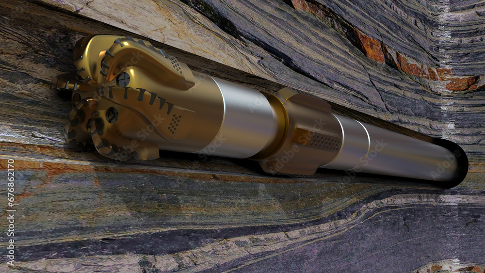 3D modeling and rendering illustrating of down hole or subsurface view ...