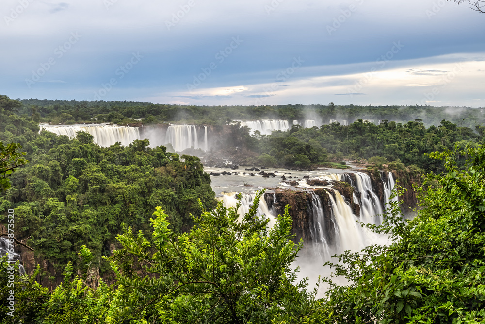 Iguazu Falls, the largest series of waterfalls of the world, located at ...