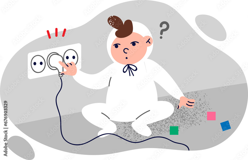 Curious baby sticks fingers into socket and risks getting electric ...