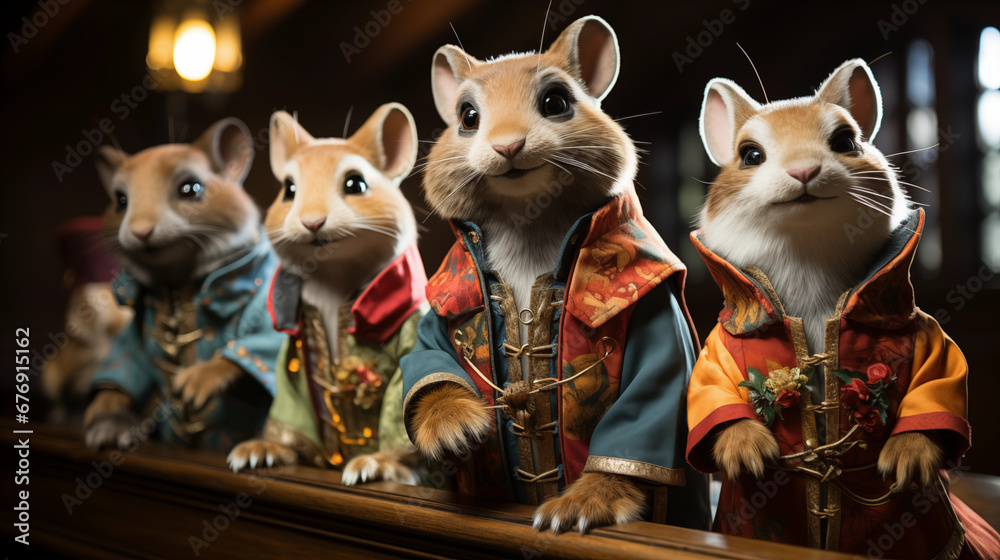 Royal Court of Animal Kingdom: A regal scene with animals dressed in ...