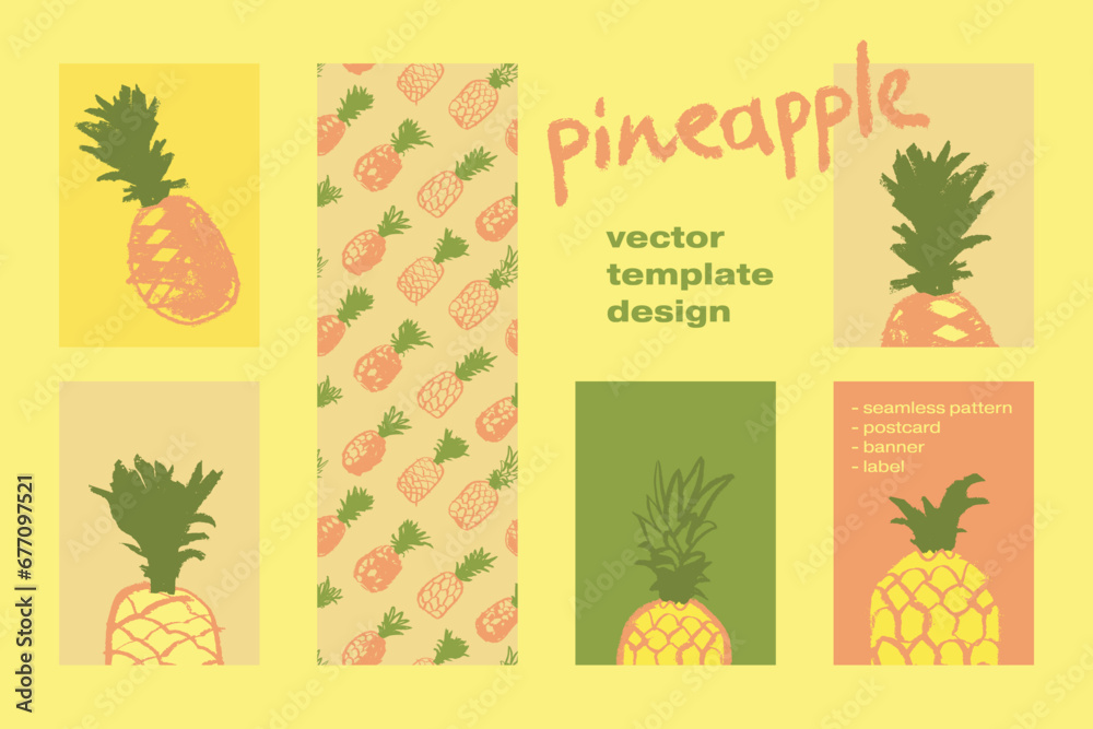 Vector template design for postcards, banner design, fruity labels, poster, branding or cosmetic ...