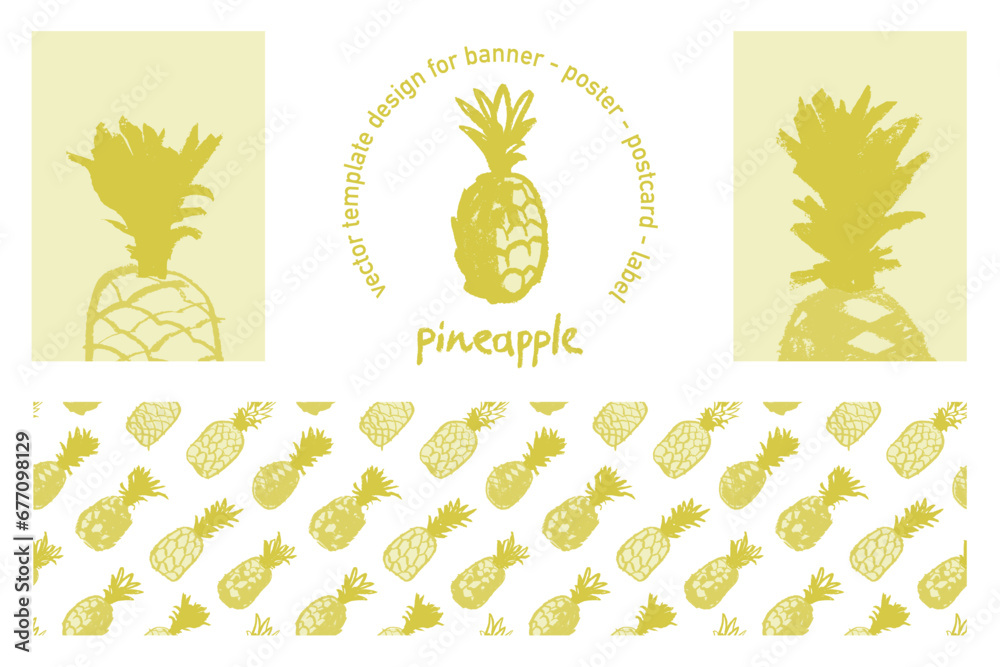 Vector template design for postcards, banner design, fruity labels ...
