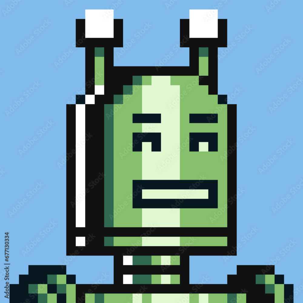 Robot head pixel art cartoon character avatar profile picture ...
