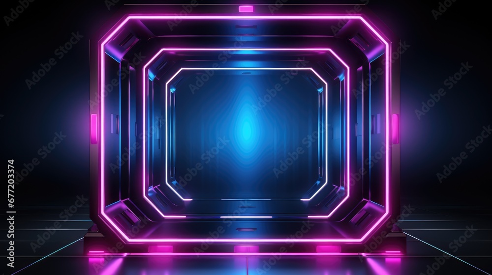 Abstract tech futuristic UI spaceship window display, HUD digital game border panel. Stock ...