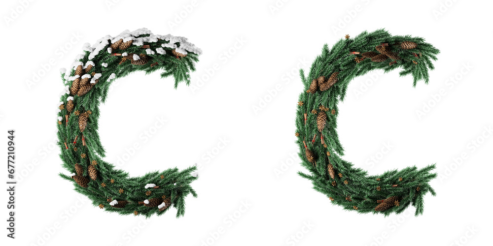 Christmas letter C. Christmas typography. Christmas font or type ...