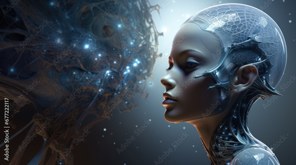 a captivating image that captures the harmony of AI-driven robots and ...