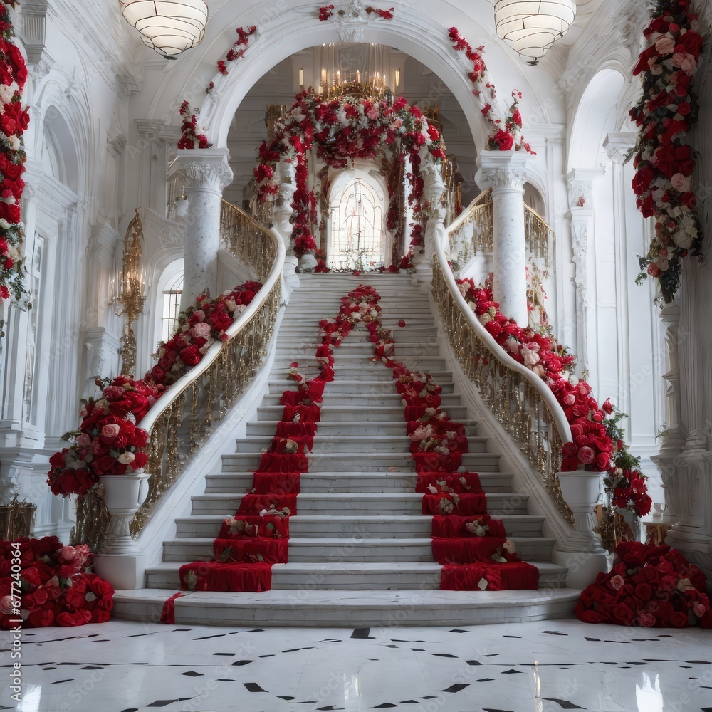 Wedding Backdrop, Marble Palace Floral Staircase, Stairs, Photography ...