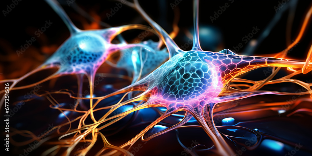 Illustration Stock AI Illustration of neurons close-up, nerve node ...