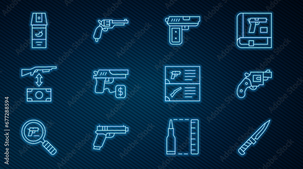 Set line Military knife, Small gun revolver, Pistol or, Buying pistol ...