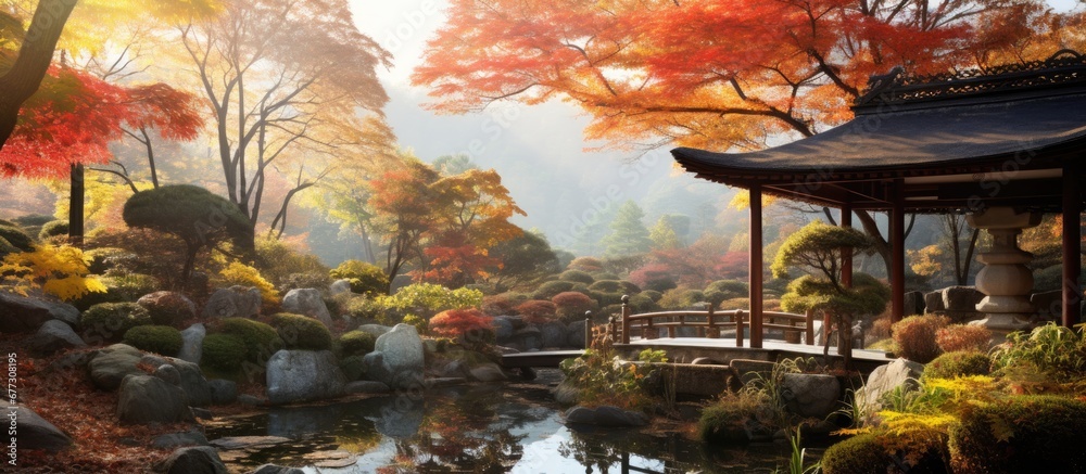 Autumn scenery of a hidden garden in Nam myeon Inje gun Gangwon do ...