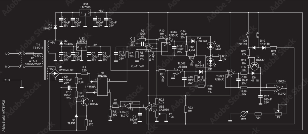 Schematic diagram of electronic device. Vector drawing electrical ...
