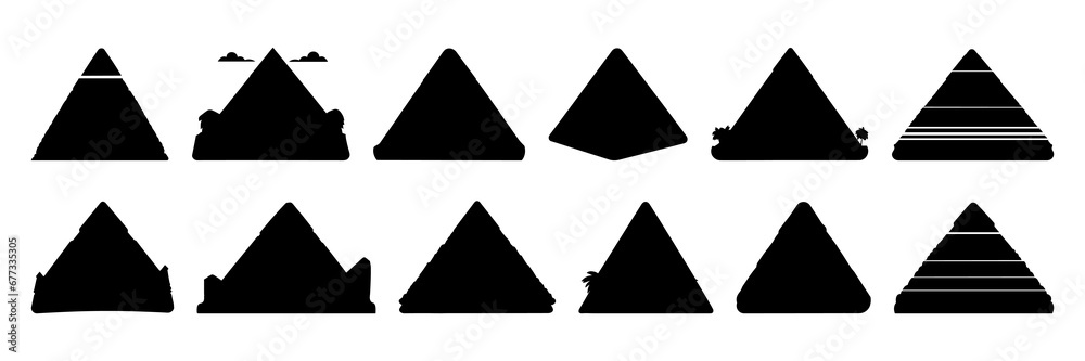 Pyramid silhouettes set, large pack of vector silhouette design ...
