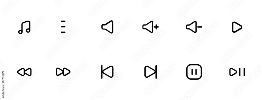 Music and sound icon set. Music sign. Vector, Editable Stroke. Line ...