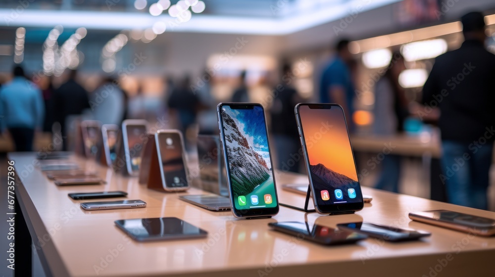 mobile phone store and exhibition Stock Photo | Adobe Stock