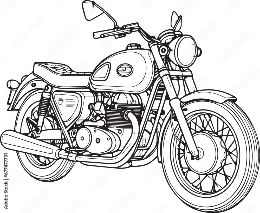 Motorcycle line art coloring page design Stock Vector | Adobe Stock