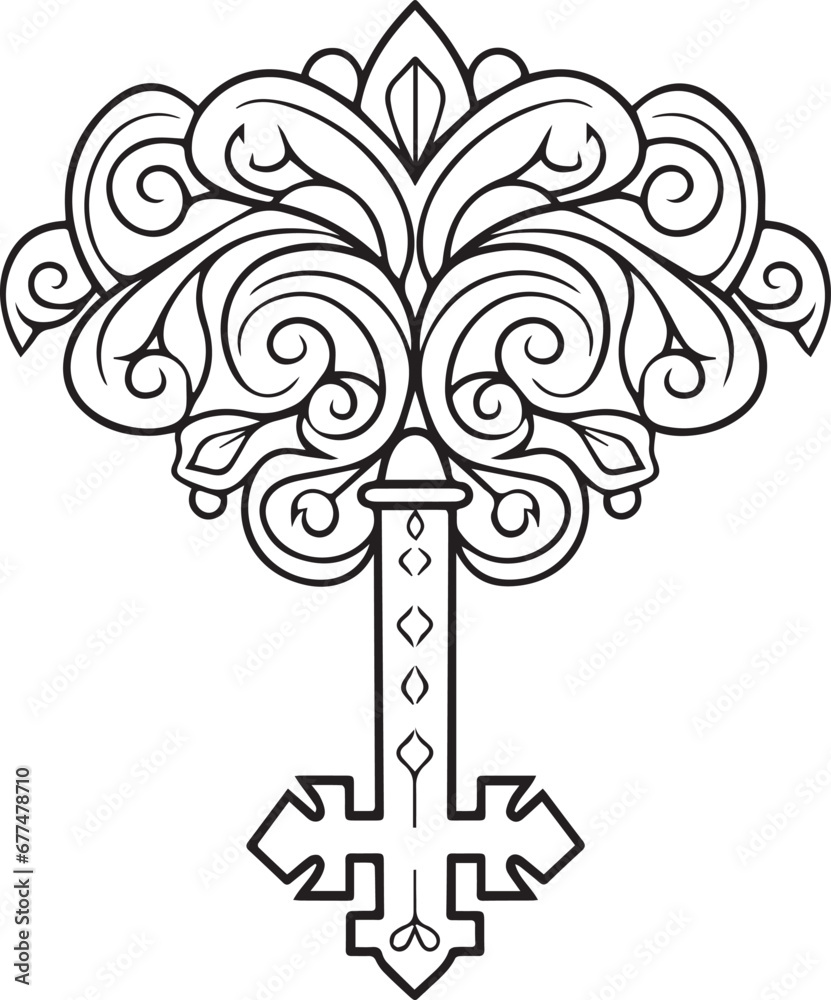 Line art Key line art coloring page design Stock Vector | Adobe Stock