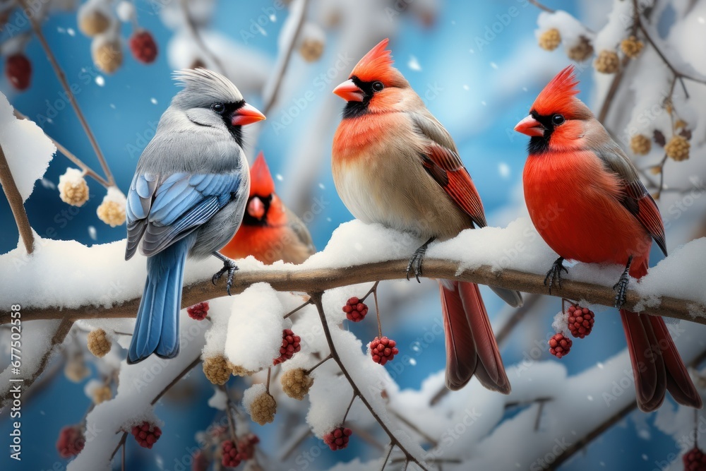 Winter Birds: Photograph birds such as cardinals, chickadees, and blue ...