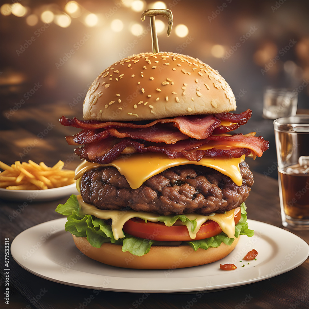 Ultimate burger with perfectly grilled Angus beef topped with melted ...