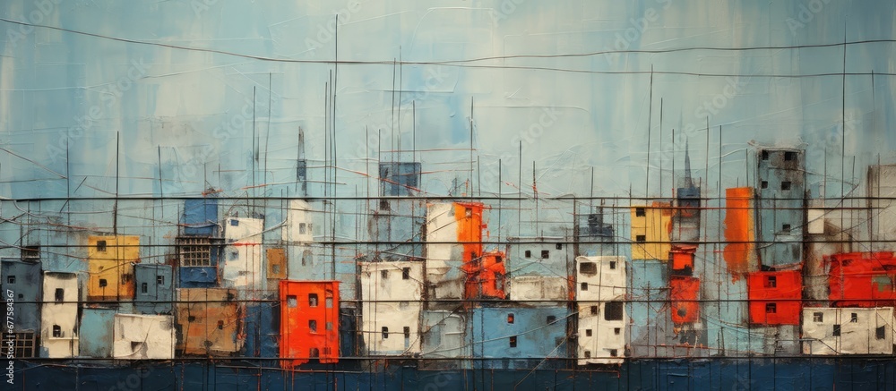 The abstract background texture on the house s wall resembles a vibrant ...