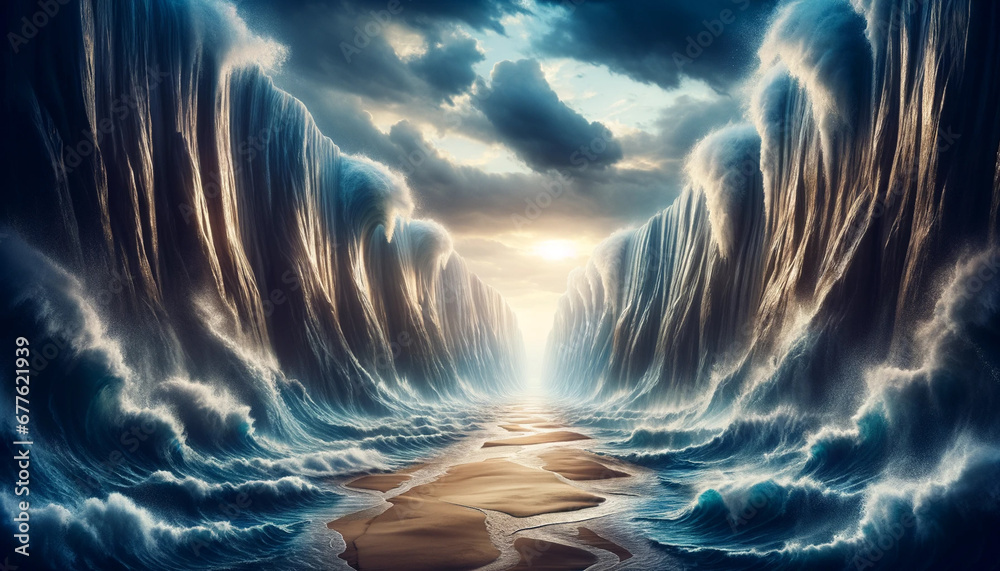 "Oceanic Exodus": Witness the dramatic parting of the Red Sea, creating ...