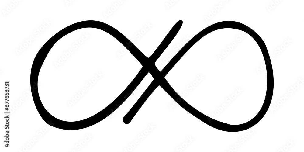 Infinity symbol hand drawn with ink brush. Thin line scribble icon ...