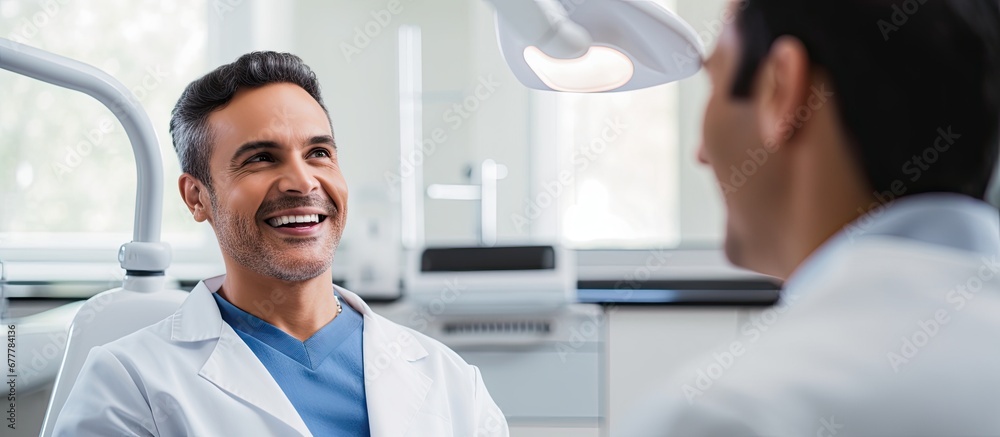 The Hispanic man visited the dental clinic for a routine check up where ...