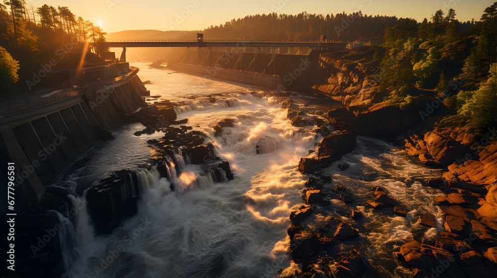 a hydroelectric power plant, representing a renewable energy source ...