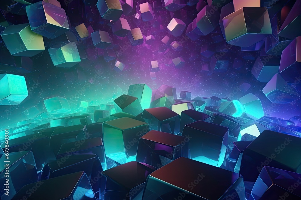 Futuristic 3D geometric shape background, virtual environment filled ...