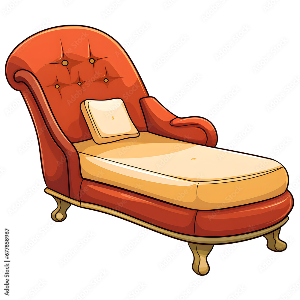 cartoon clipart of Chaise Lounge, furniture clipart, interior clipart ...