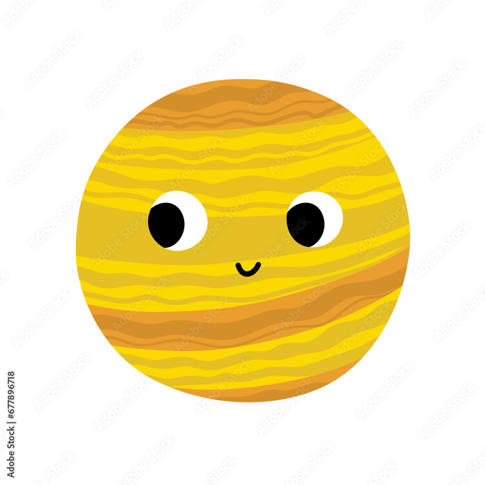 Happy Venus planet in cartoon style. Cute smiling Solar System ...